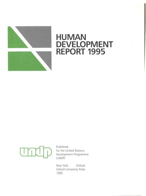 United Nations Development Programme Undp 1995 Human Development
