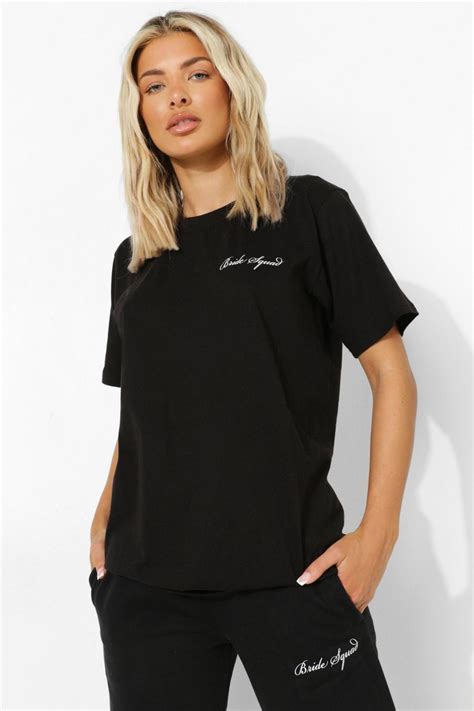 Black Bridal Squad T Shirt Boohoo Uk