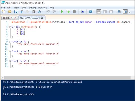 check powershell version and run a function based on the