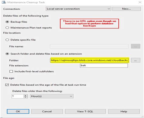 perform on premises sql server database backups using