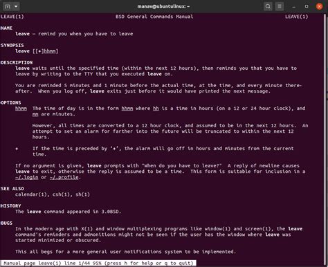 leave command in linux with examples geeksforgeeks