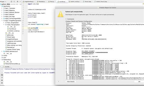 python quit unexpectedly which accessing cv2 videocapture