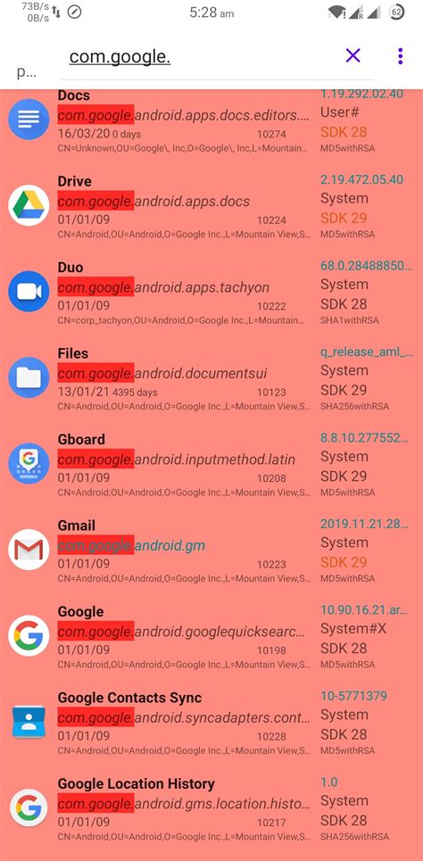 applications how to find app based on package name android