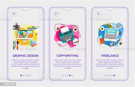 trendy web developing and freelance mobile app splash onbard screens