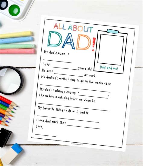 All About My Dad Worksheet Fathers Day Questionnaire