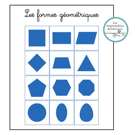 Cartes Montessori Les Formes Géométriques