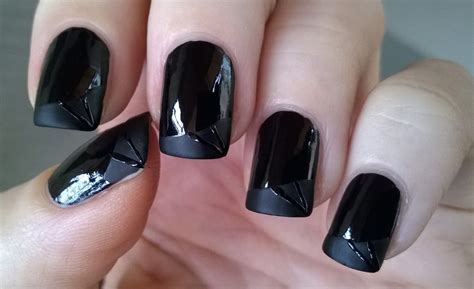 Life World Women Matte Glossy Black Nail Art French Tip Nails With