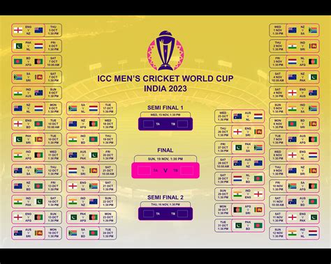 Cricket World Cup Schedule India 2023 Cricket India 2023 Etsy Canada