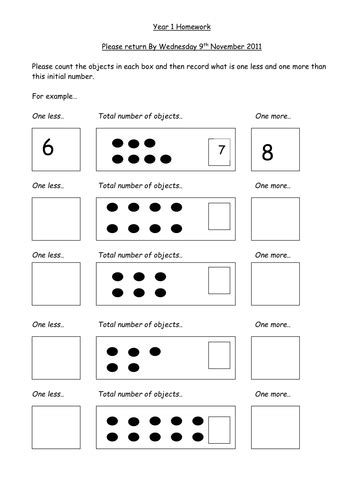 One More And One Less Worksheet By Kelly0404 Teaching Resources Tes