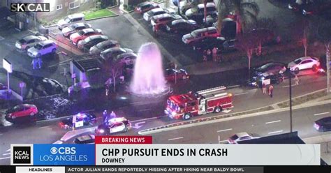 High Speed Pursuit Suspect Crashes Into Downey Fire Hydrant Cbs Los