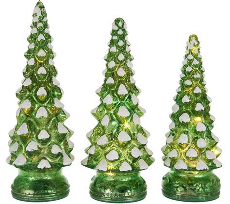 As Is Set Of 3 Lit Twinkling Mercury Glass Trees By Valerie Page 1