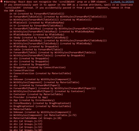 warning react does not recognize the `scrollwidth` prop on a dom