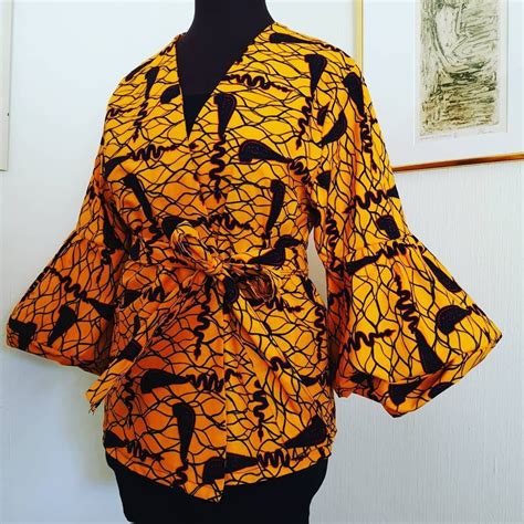 African Print Wrap Top Ankara Wrapped Jacket African Wax Wrapped