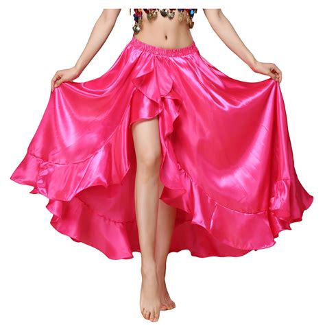 Bestdance Belly Dance Satin Skirt Slit Long Dancing Skirt Tribal Skirts