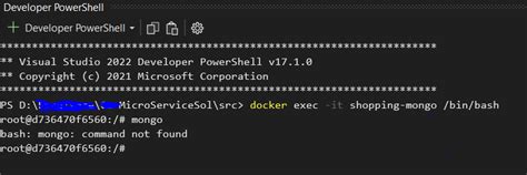 mongodb mongo command not found after installing in docker stack