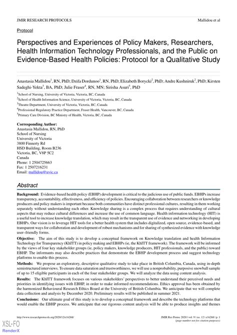 Pdf Perspectives And Experiences Of Policy Makers Researchers