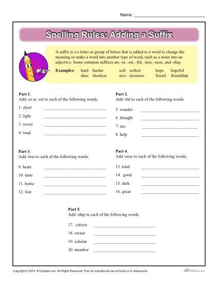 Spelling Rules Adding A Suffix