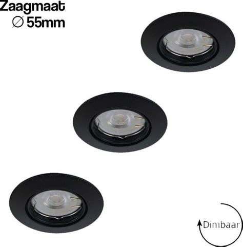 Inbouwspots Extra Klein 3 Pack Kantelbaar Zwart Lybardo Gu10