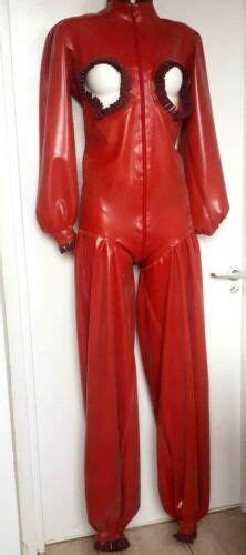 Latex Gummi Catsuit Unisex Tv Fetisch Harem Xs S M L Xl Xxl Rot £419