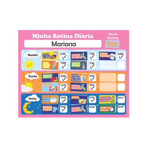 Quadro De Rotina Diária Infantil Grudado Em Você