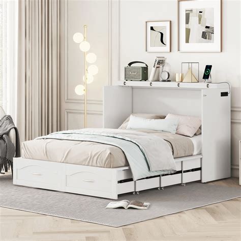 Full Size Murphy Bed Wall Bed With Drawer And A Set Of Sockets And Usb