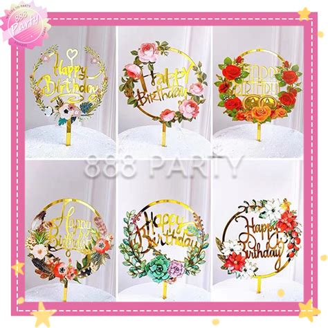 888party Happy Birthday Cake Topper Acrylic Letter Cake Toppers Party