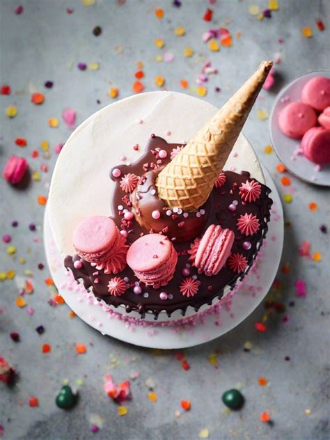 Patisserie Valeries Ice Cream Cone Drip Cake