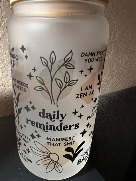 Mental Health Tumbler With Lid And Straw Daily Affirmations Glass Cup