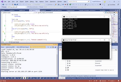 using the socket api on raspberry pi w with freertos visualgdb tutorials
