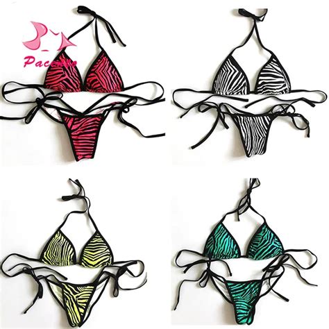 Pacent Spaghetti Strap Sexy Micro Bikini Brazilian G String Swimwear
