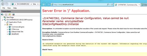 sitecore commerce server configuration value cannot be null