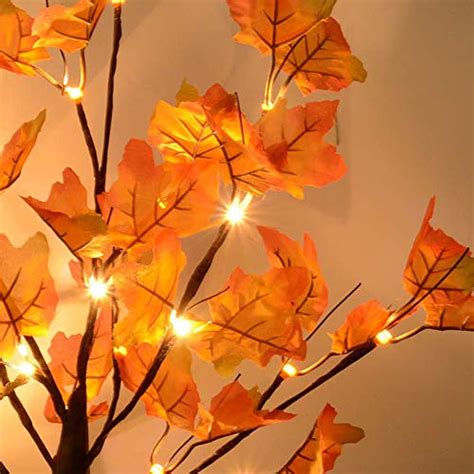 Artificial Fall Lighted Maple Tree 24 Led Thanksgiving Decorations