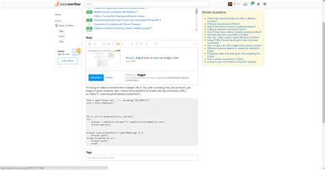python screenshot with top of browser stack overflow