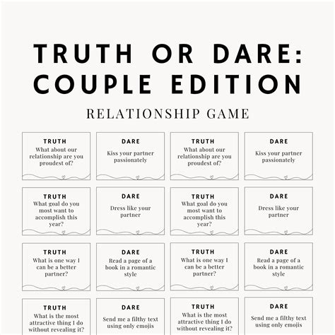 Couple Truth Or Dare Question Cards Relationship Cards Couple