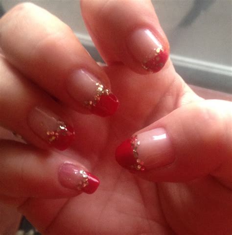 24 Red And Gold French Tip Nails Passatempo Samorim