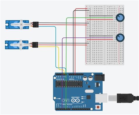 2 Potentiometers And 2 Servos Controlled Motion With Arduino 4 Steps