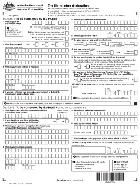 Tax File Declaration 2019 2024 Form Fill Out And Sign Printable Pdf