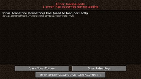 mods loading error r tlauncher