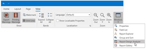 report design analyzer reporting devexpress documentation