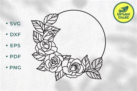 Rose Circle Frame Svg Flower Monogram Border