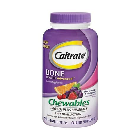 Caltrate Bone Health Advanced Calcium 600 D3 And Minerals 90 Chewable