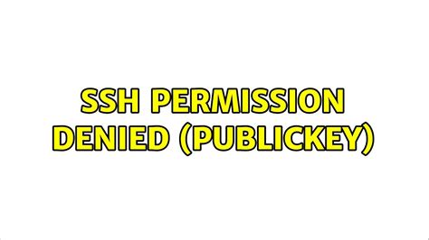 ssh permission denied publickey youtube