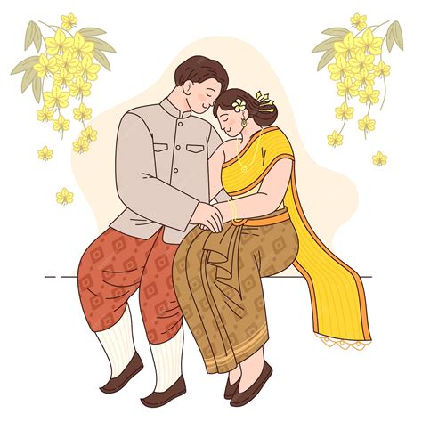 Ilustración De Pareja Asiática Dibujada A Mano Vector Gratis