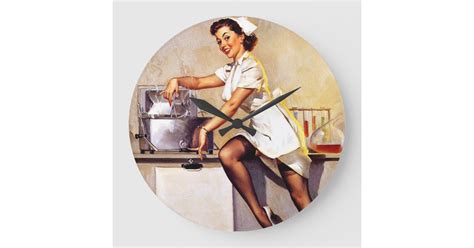 Retro Nurse Pin Up Girl Grote Klok Zazzle Nl