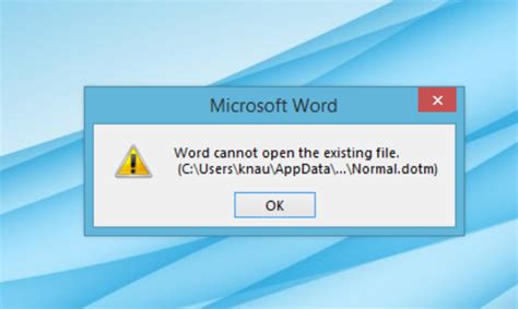 [solved] word cannot open the existing file normal dotm