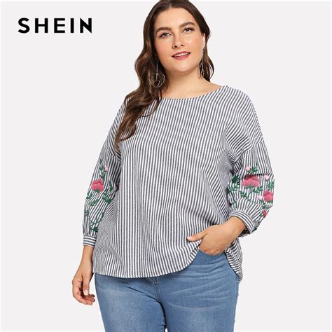 Buy Shein Solid Cotton Stripe Floral Print Bishop