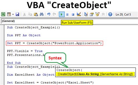 createobject in vba how to use createobject function in vba