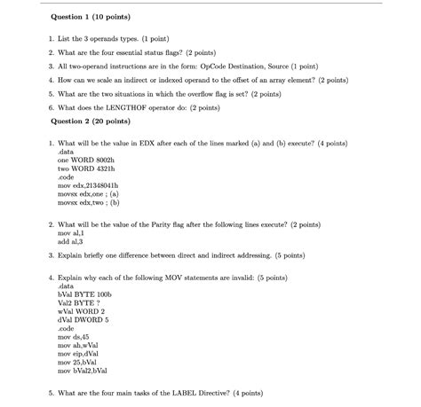 solved question 1 10 points 1 list the 3 operands types