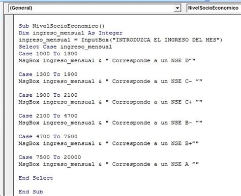 macros ejemplos de select case en vba