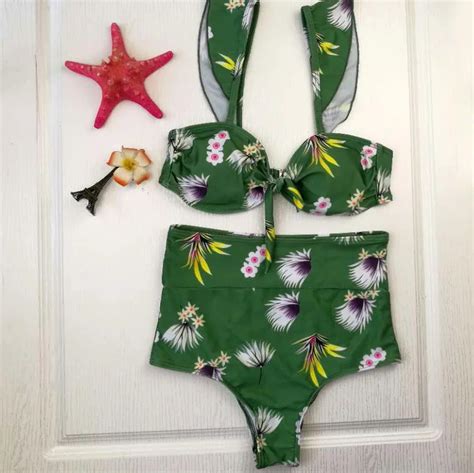 High Waist Bikini Women Swimsuit Fruit Print Bikini Set Padded Swimwear